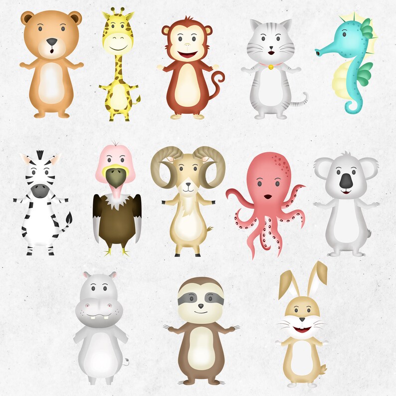 Jungle Animals PNG, Safari Animals PNG, Zoo Animals Art, Baby Animals ...