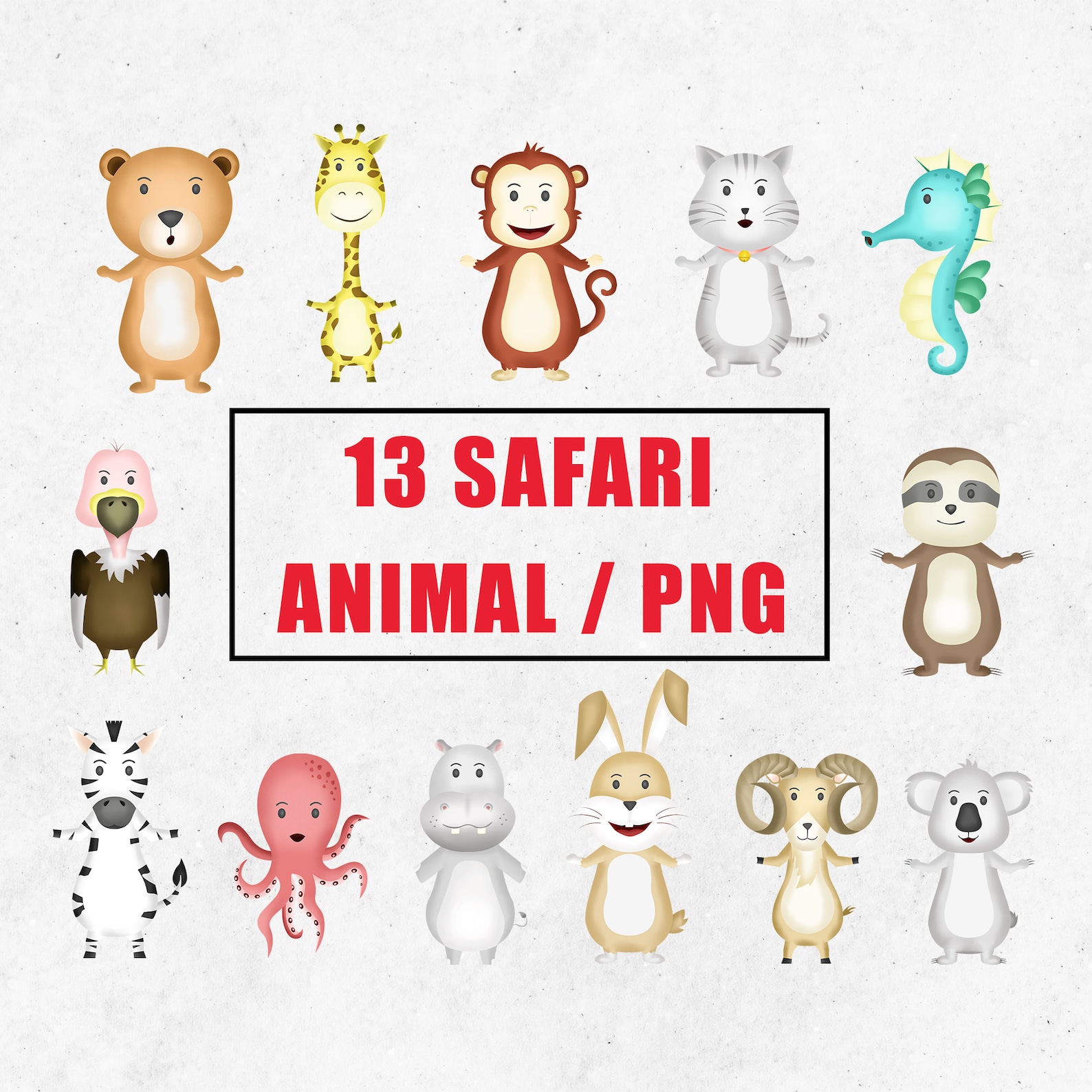 Jungle Animals PNG, Safari Animals PNG, Zoo Animals Art, Baby Animals ...