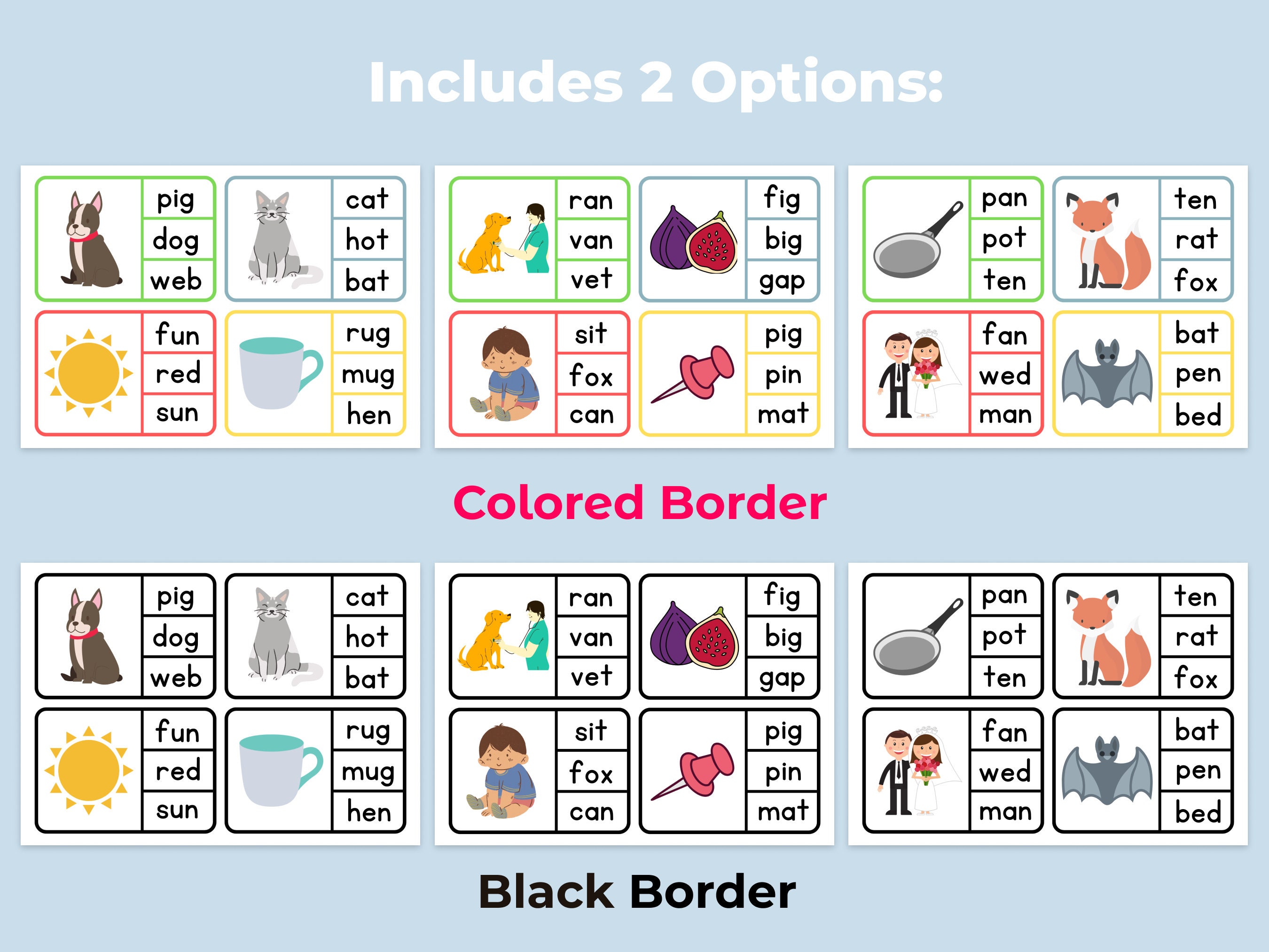 CVC Matching! Clip Cards! Pictures & Words! CVC! Early Reading! Phonics ...