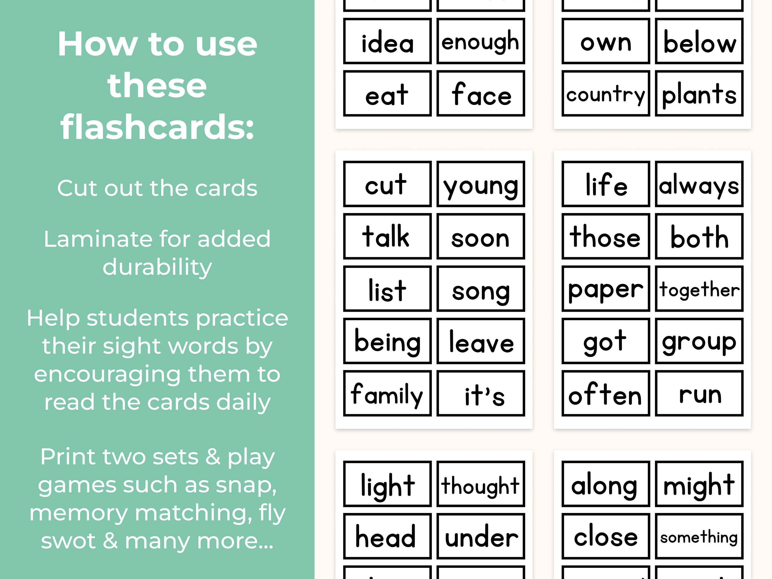 Fry's Third 100 Sight Words Flashcards, 2nd-3rd Grade (printable) - Etsy