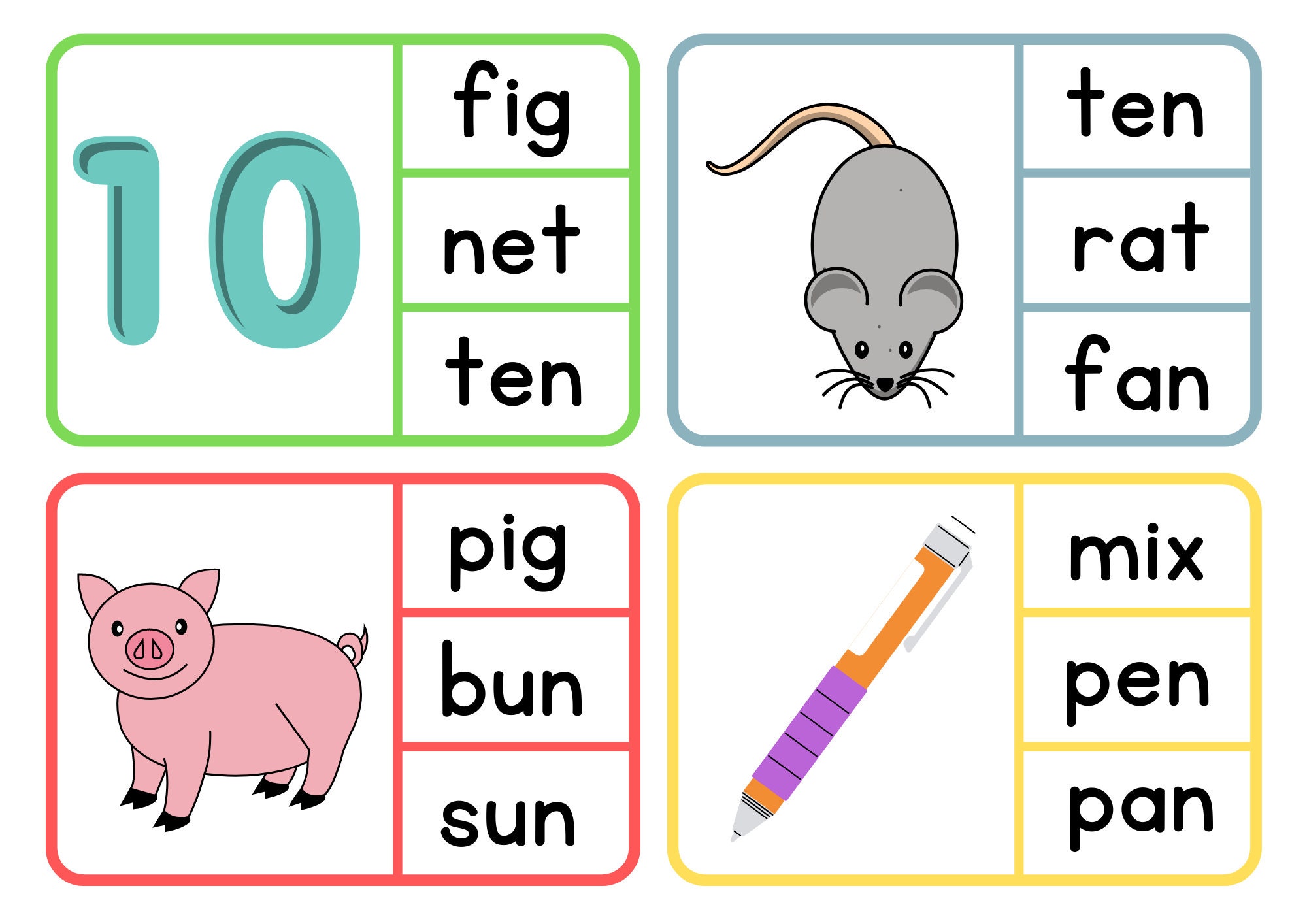 CVC Matching Clip Cards Pictures & Words CVC Early Reading Phonics ...
