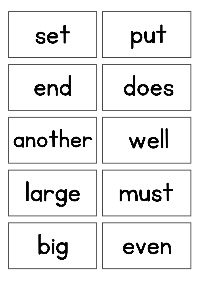 Fry's Second 100 Sight Words. Printable. Flashcards. - Etsy