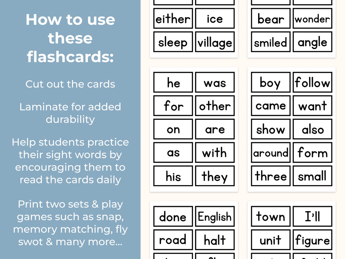 Fry's Sight Words Bundle Flashcards First to Tenth - Etsy