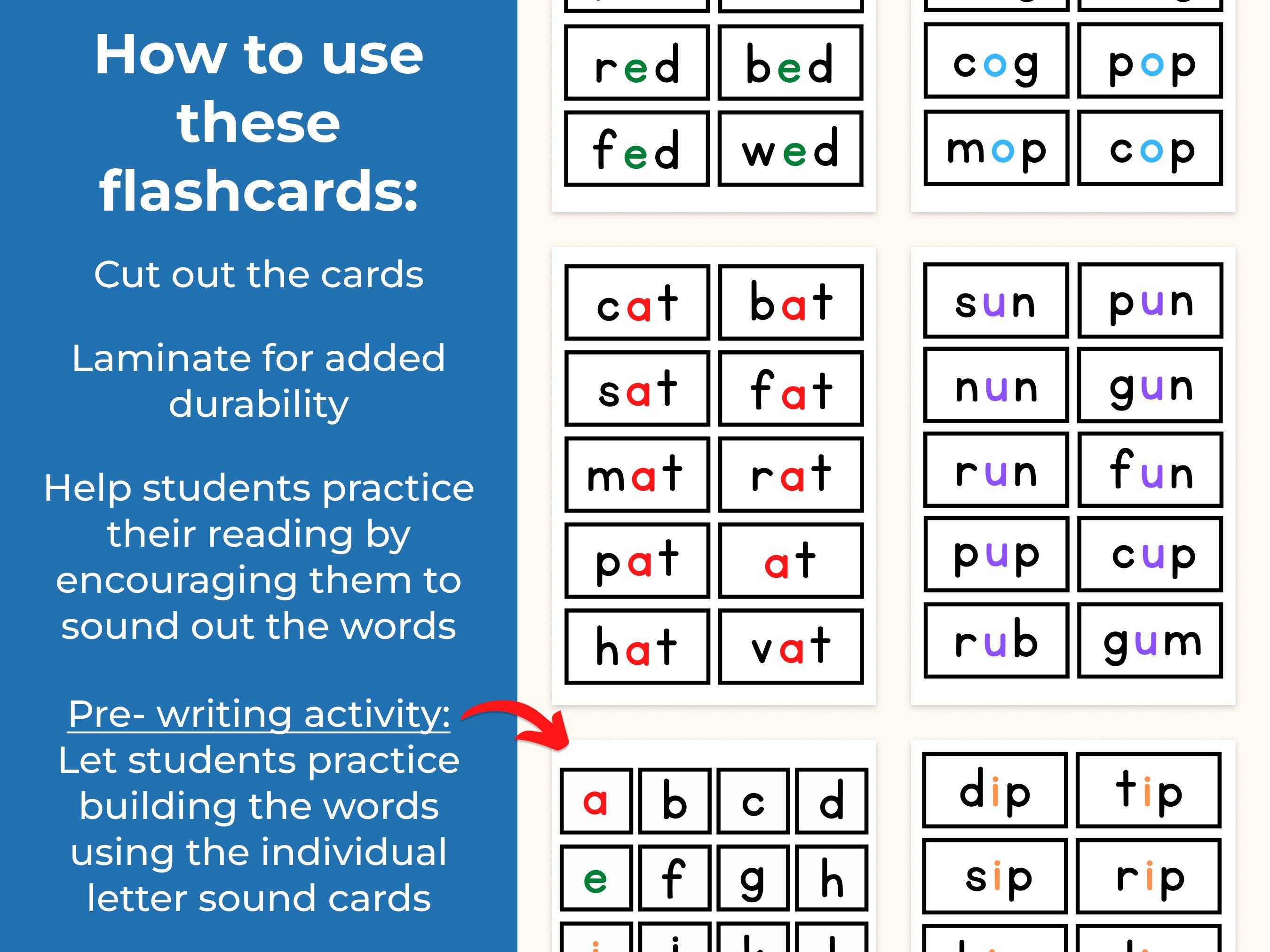 CVC Words! Flashcards! Consonant Vowel Consonant! Printable ...