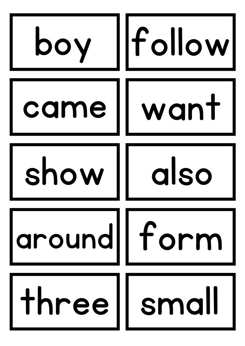 Fry's Second 100 Sight Words. Printable. Flashcards. Elementary School ...