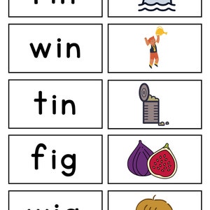 CVC Words. Picture Cards. Word Families. Matching Flashcards. - Etsy