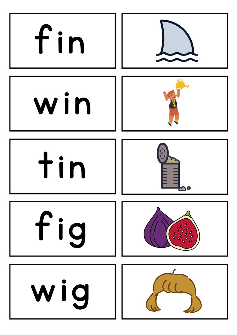 CVC Words. Picture Cards. Word Families. Matching Flashcards. - Etsy