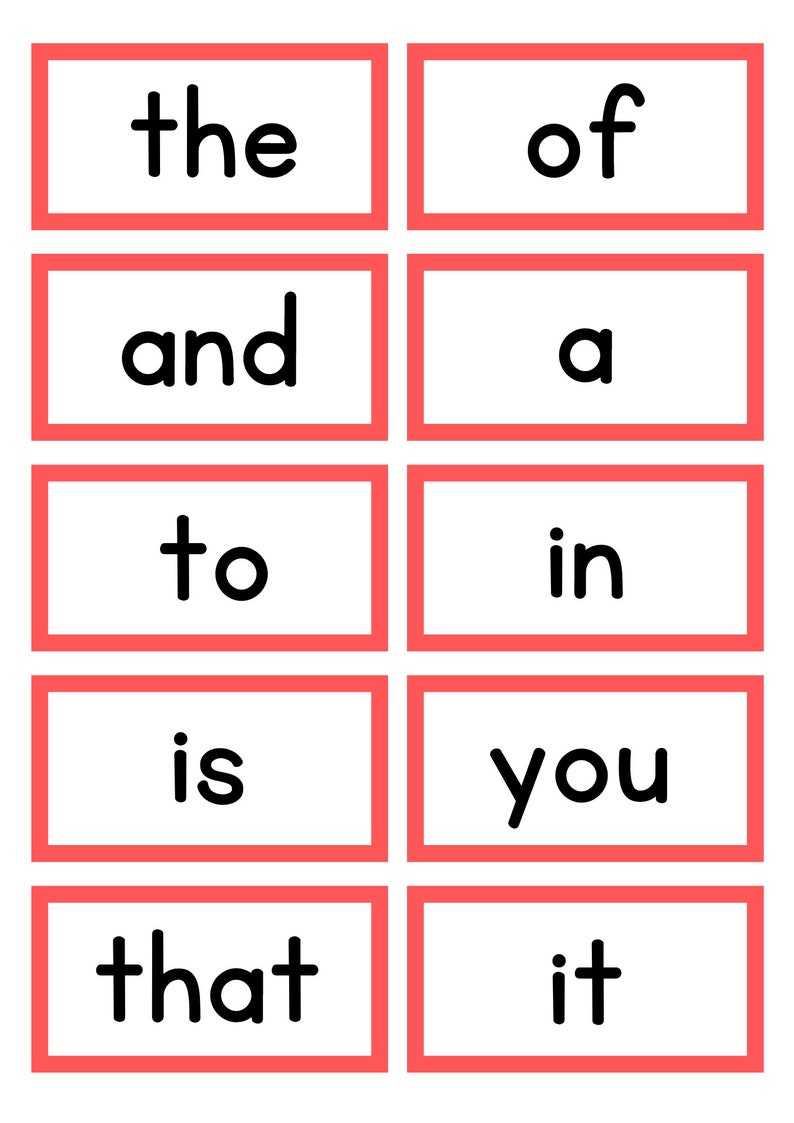 Fry's First 100 Sight Words Flashcards, Color Coded (printable) - Etsy