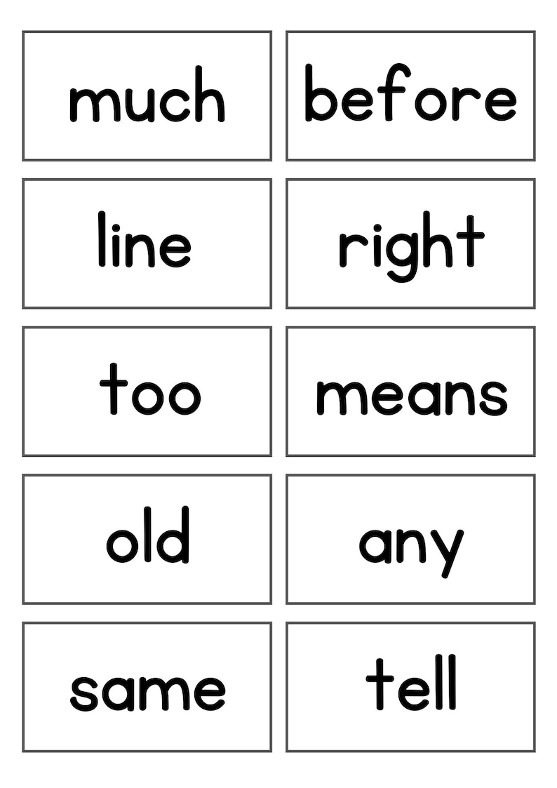 Fry's Second 100 Sight Words. Printable. Flashcards. - Etsy