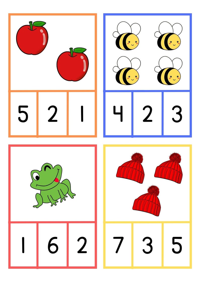 Counting Clip Cards! Numbers! Clip Cards! Number Cards! Mathematics ...