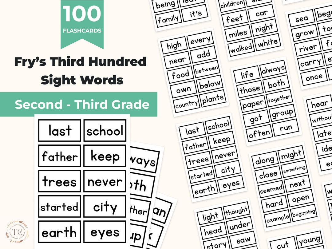 Fry's Third 100 Sight Words. Flashcards. Printable. Second Grade. Third ...