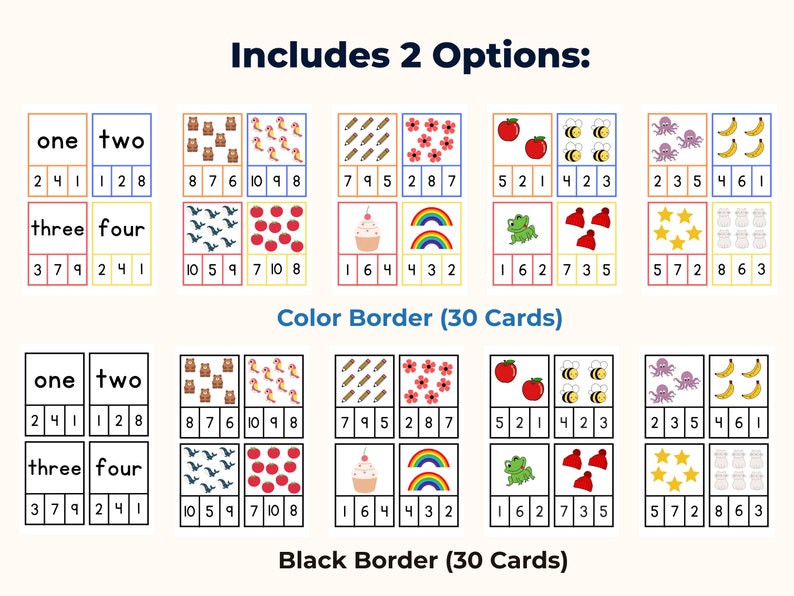 Counting Clip Cards Numbers Clip Cards Number Cards Mathematics Math ...