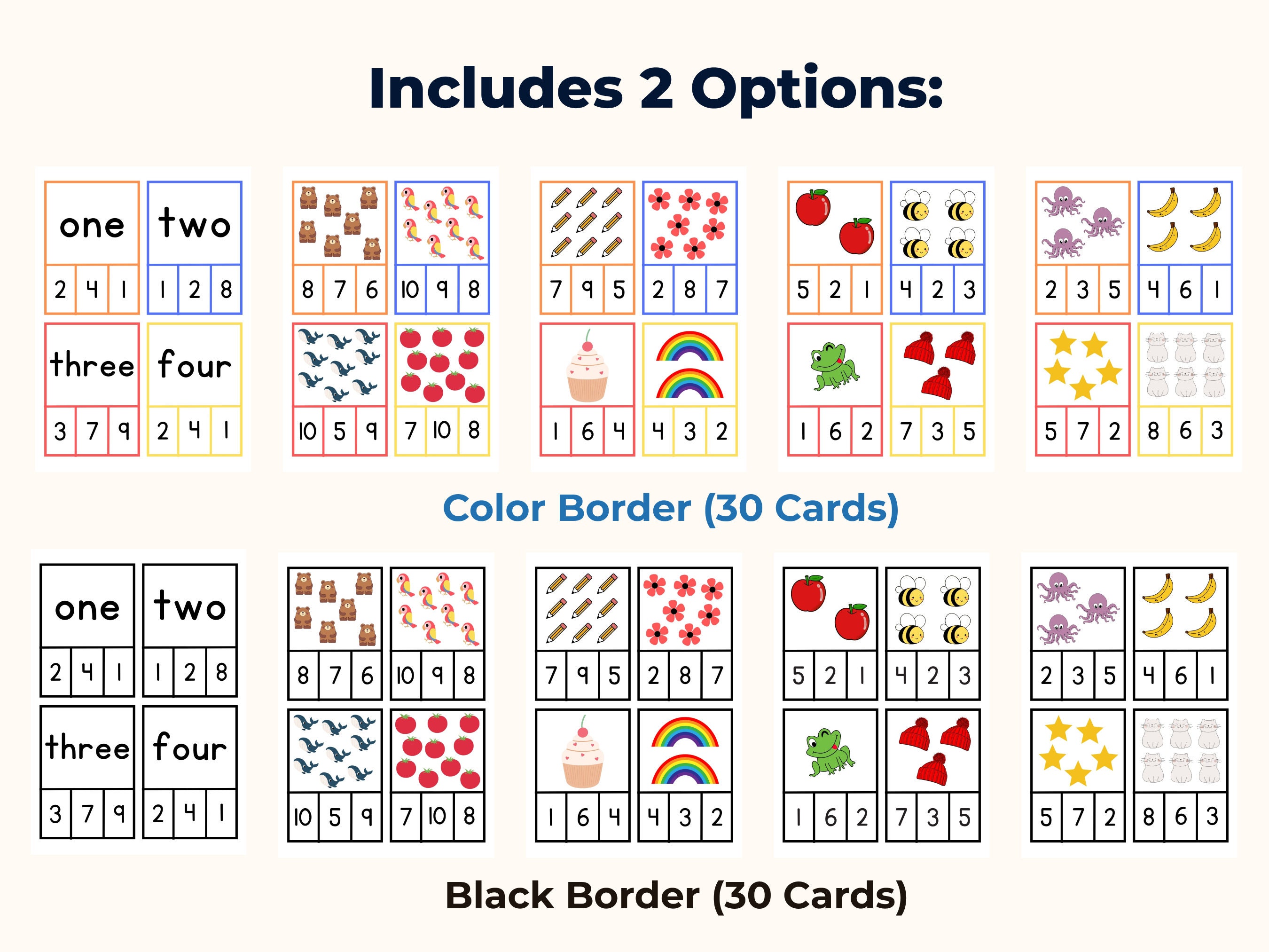 Counting Clip Cards! Numbers! Clip Cards! Number Cards! Mathematics ...