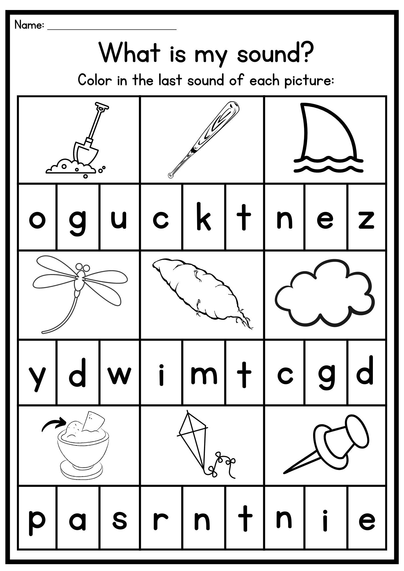 Phonemic Awareness Worksheets | Beginning, Middle, End Sound (PDF ...