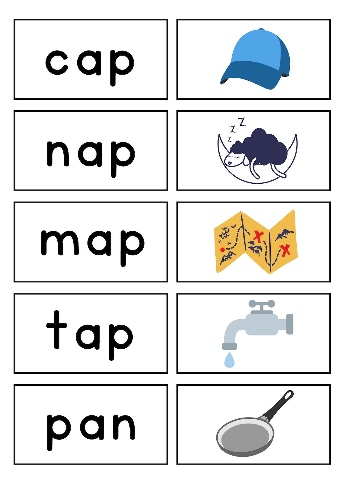 CVC Words. Picture Cards. Word Families. Matching Flashcards. - Etsy