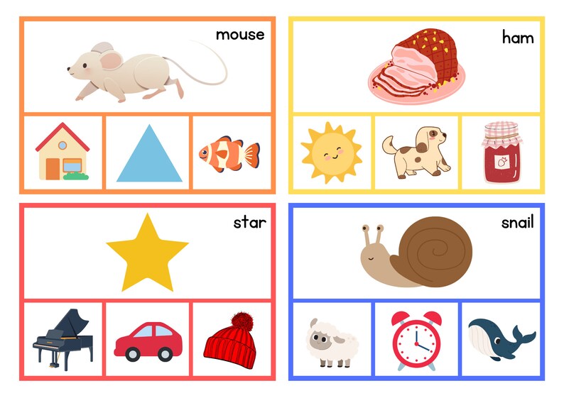 Rhyming Words Clip Cards – Pre-k to Kindergarten (digital Download) - Etsy