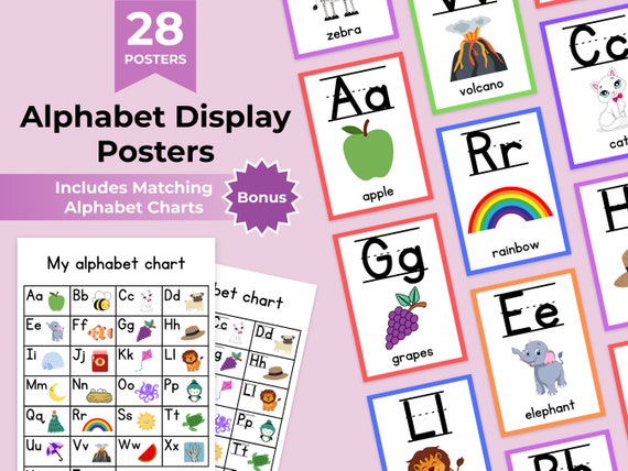 Alphabet Posters Alphabet Chart Alphabet Display Classroom - Etsy