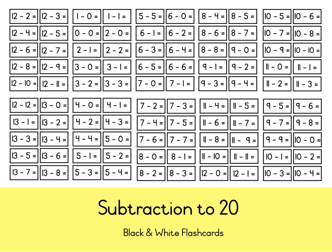 Mathematics! Math! Subtraction! Flashcards! Elementary School ...