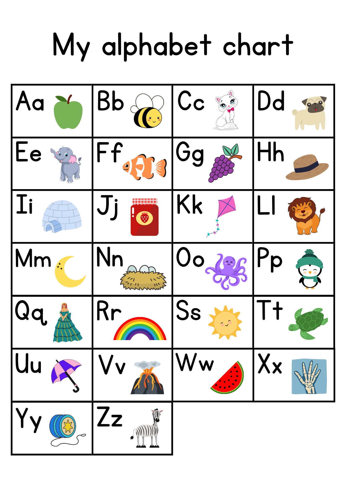 Colorful Alphabet Posters + Charts, Classroom Display (28 Prints) - Etsy