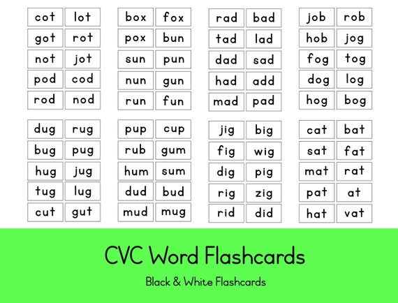 CVC Words. Flashcards. Consonant Vowel Consonant. Reading. - Etsy