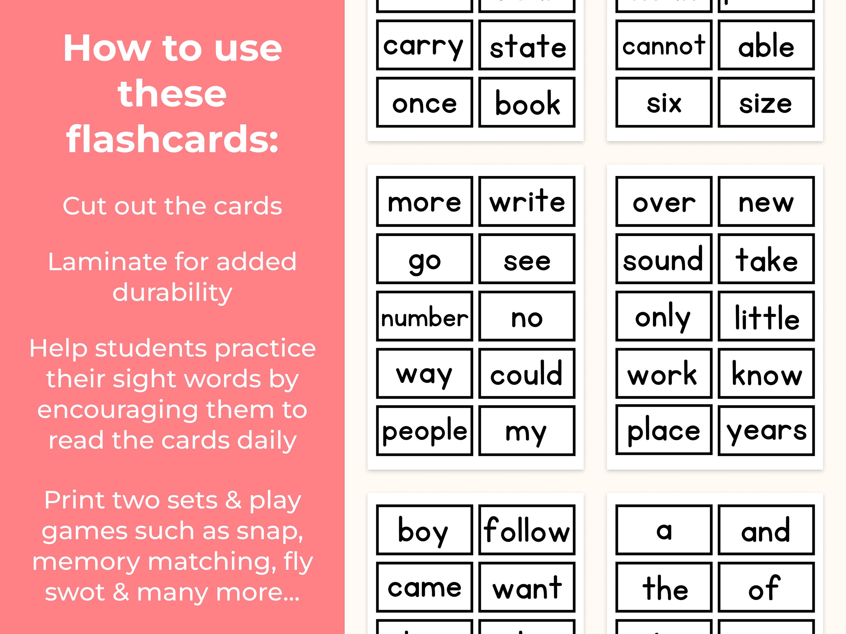 Fry's Sight Words! First to Fifth Hundred! Bundle! Flashcards ...
