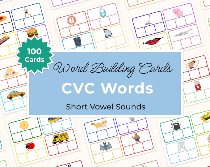 CVC Word Building Cards Writing Cards CVC Words Phonics Short Vowel ...