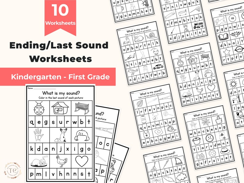 Ending Sound Worksheets – Phonics, CVC, Kindergarten, First Grade - Etsy