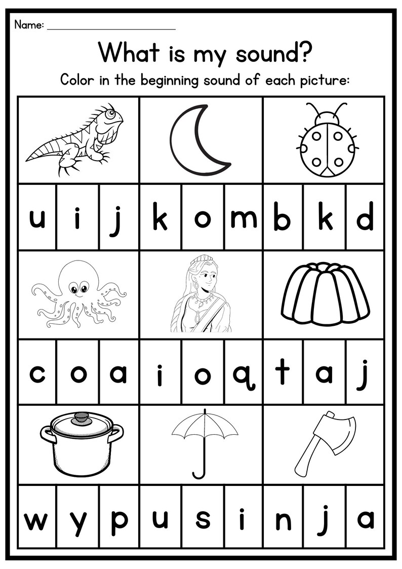 Phonemic Awareness Worksheets | Beginning, Middle, End Sound (PDF ...