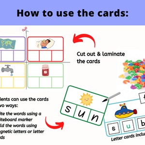 CVC Word Building Cards! Writing Cards! CVC Words! Phonics! Short Vowel ...