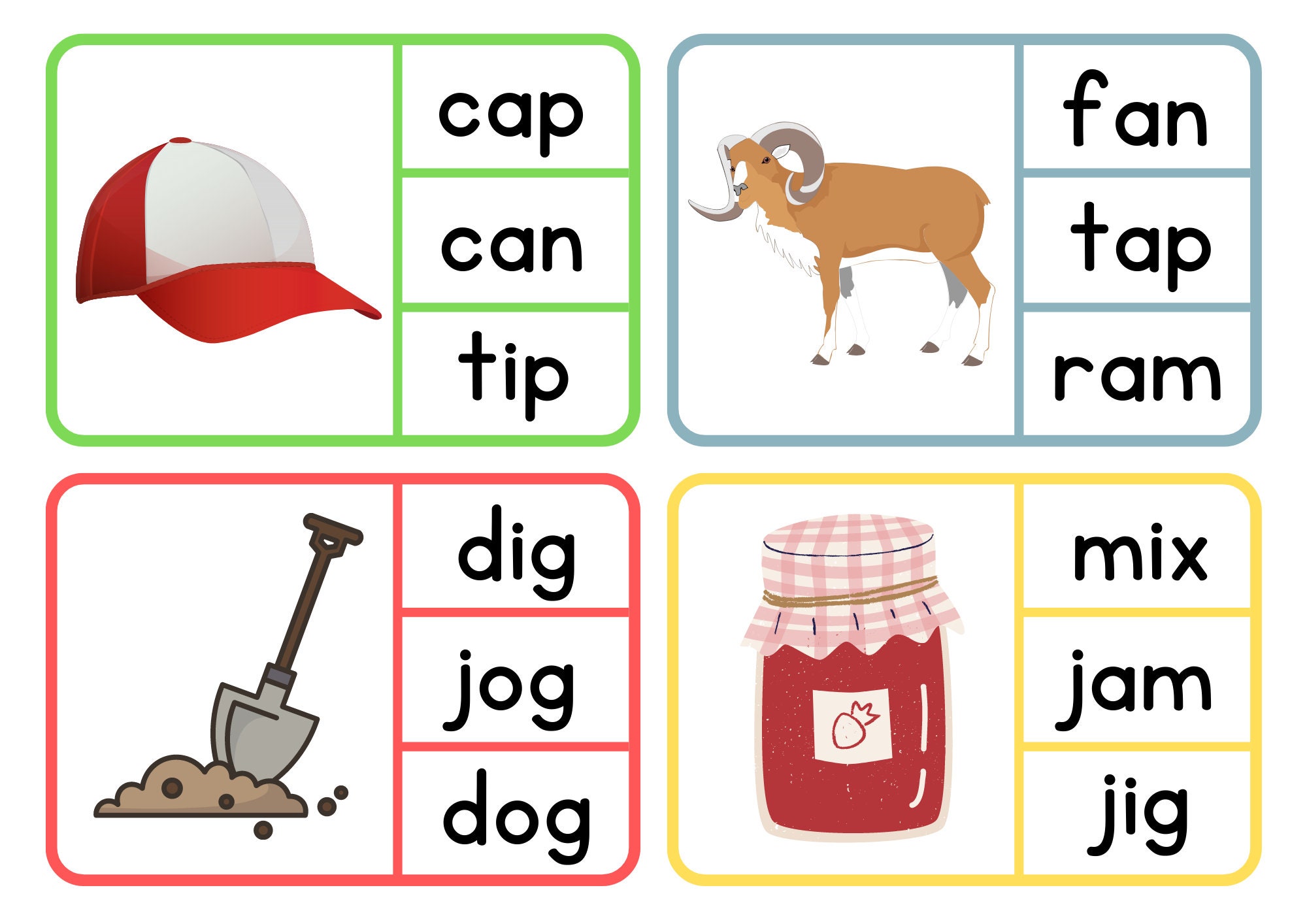 CVC Matching! Clip Cards! Pictures & Words! CVC! Early Reading! Phonics ...