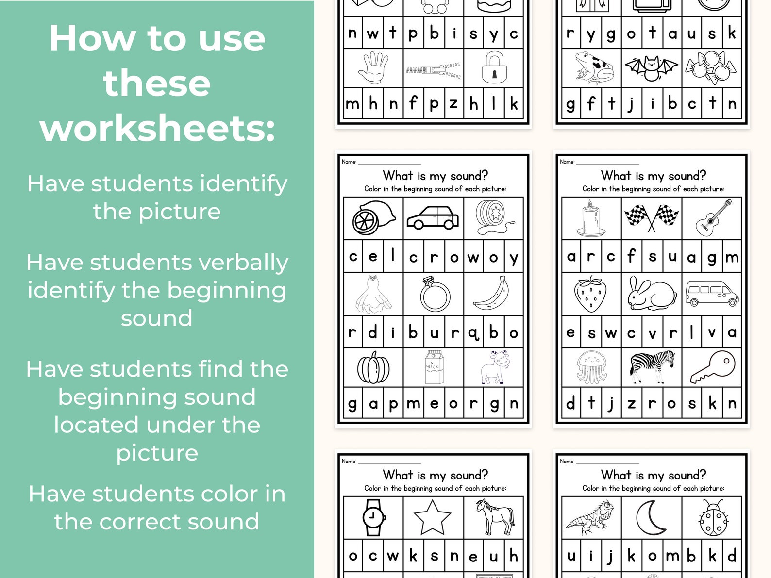 Beginning Sound Worksheets! Phonological Awareness! Phonics! Worksheets ...