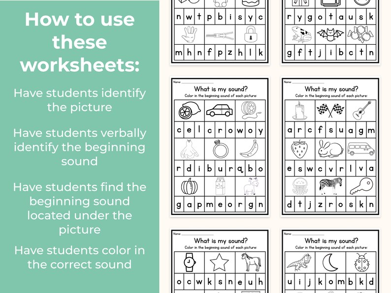 Beginning Sound Worksheets! Phonological Awareness! Phonics! Worksheets ...