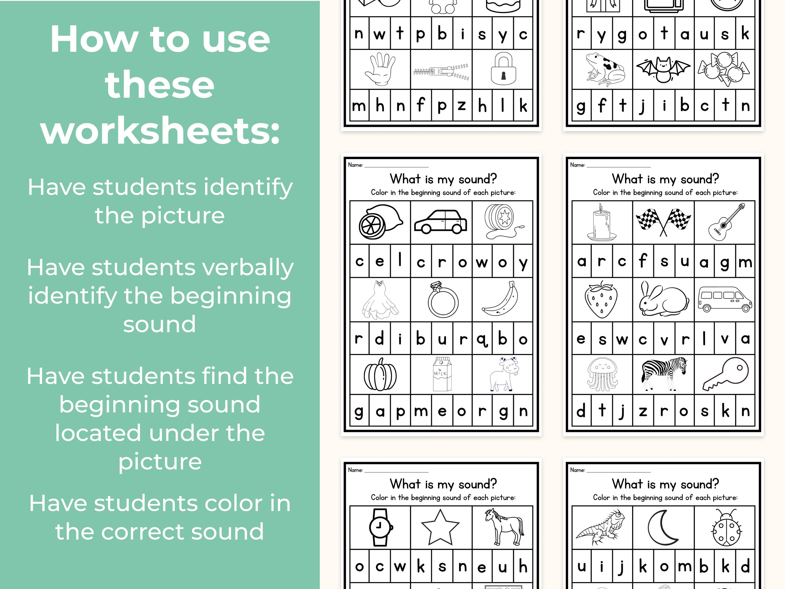 Beginning Sound Worksheets! Phonological Awareness! Phonics! Worksheets ...
