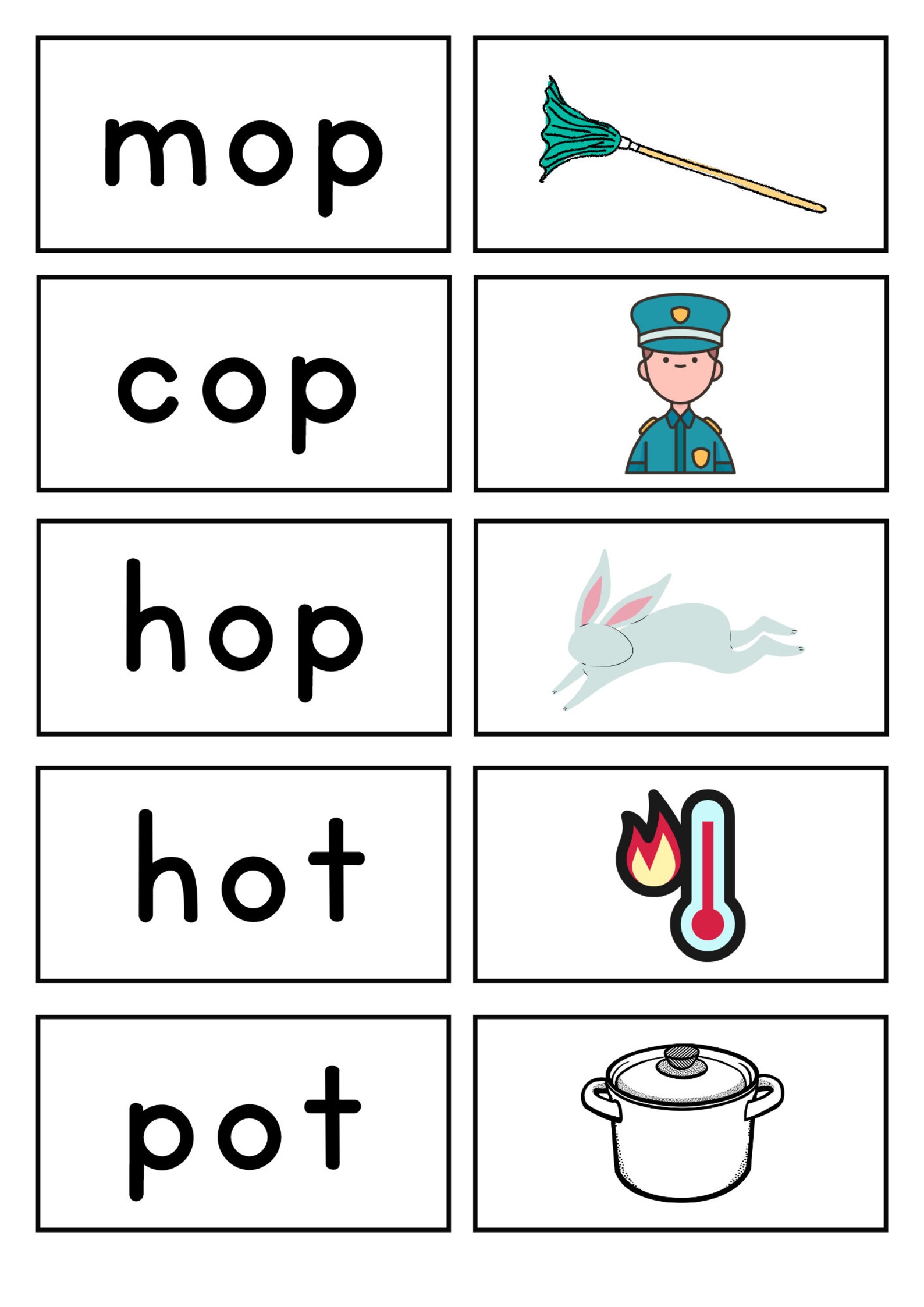 CVC Words. Picture Cards. Word Families. Matching Flashcards. - Etsy