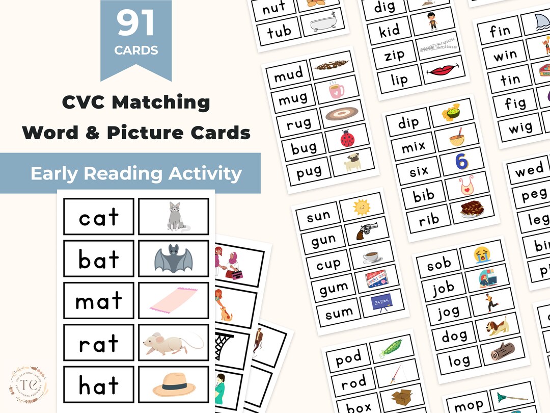 CVC Words! Picture Cards! Word Families! Matching Flashcards! CVC Games ...