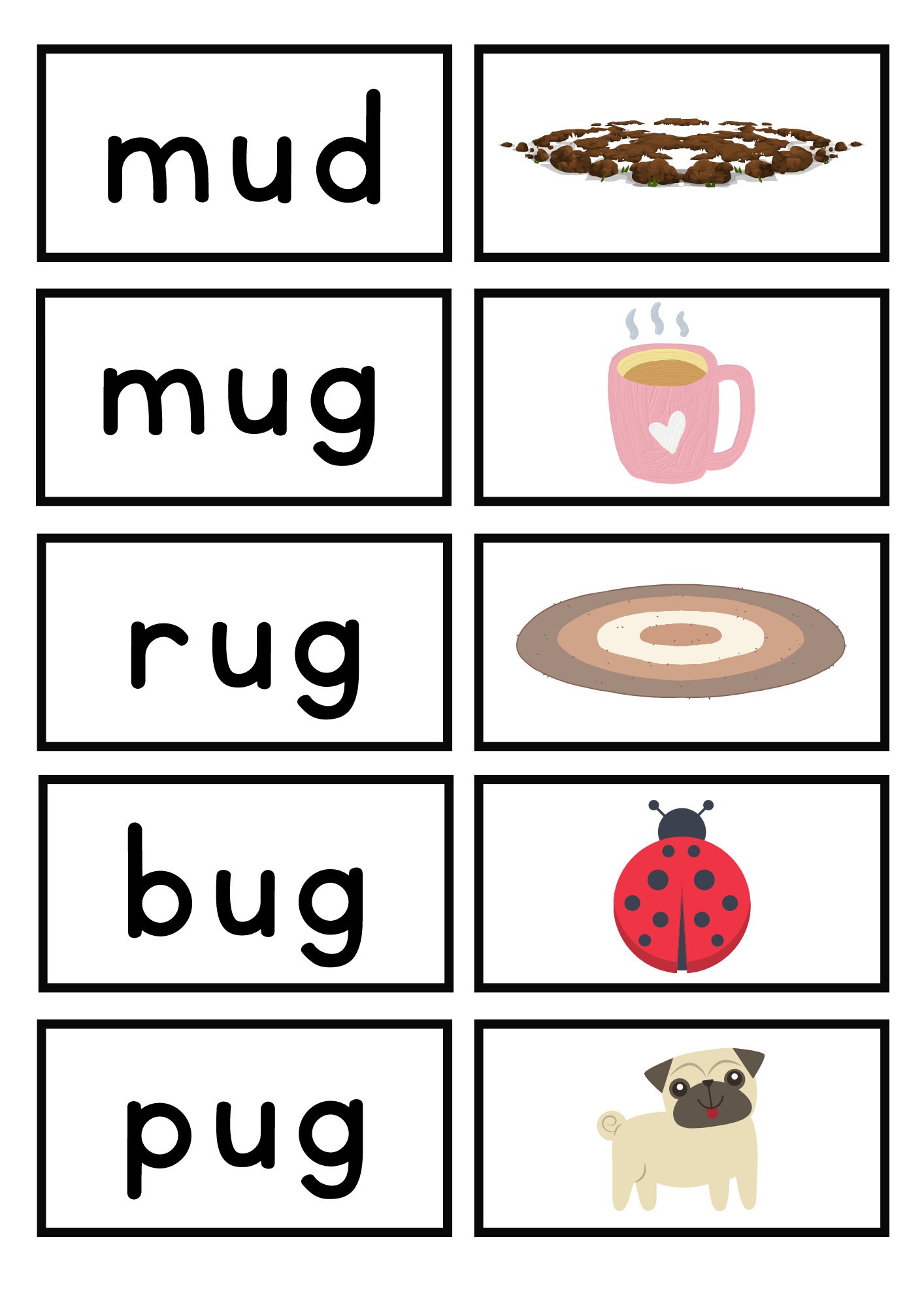 CVC Words Picture Cards Word Families Matching Flashcards CVC Games ...