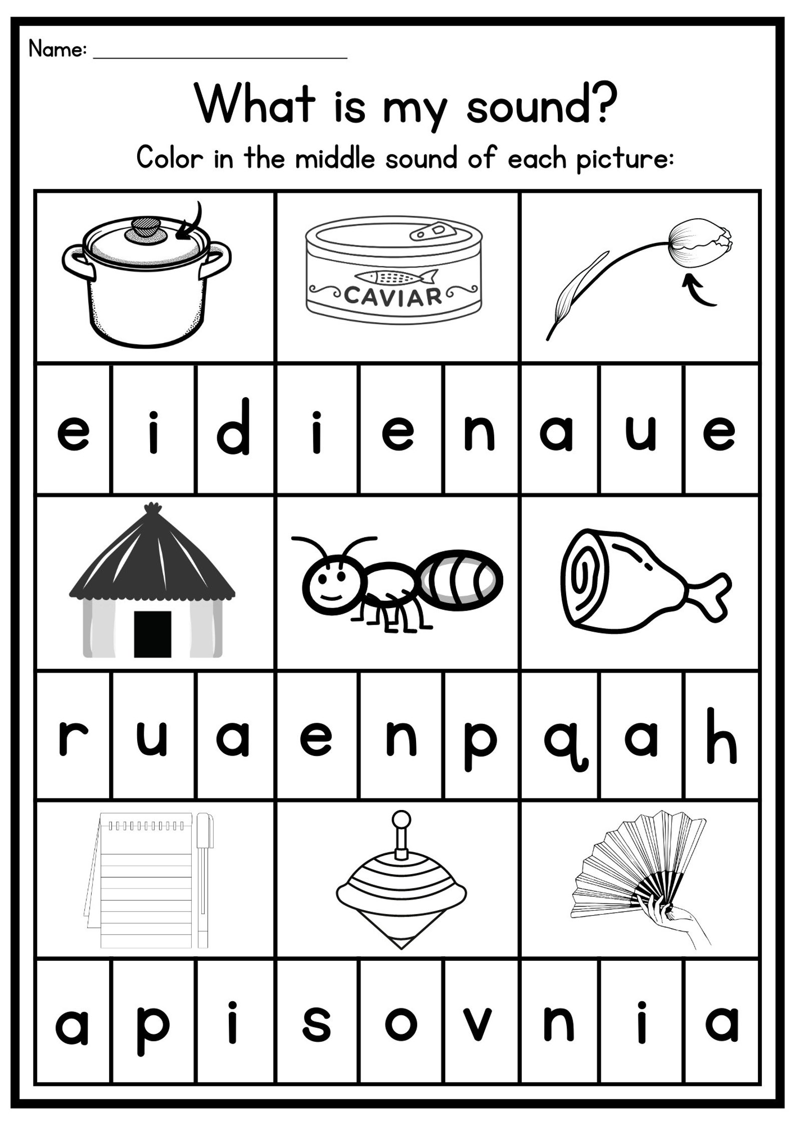 Phonemic Awareness Worksheets | Beginning, Middle, End Sound (PDF ...