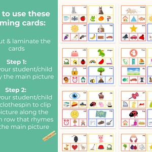 Rhyming Words! Clip Cards! Rhyme! Rhyming Activity! Pre- Kindergarten ...