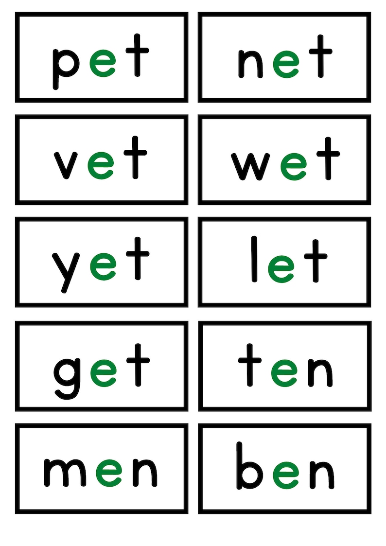 CVC Words Flashcards Consonant Vowel Consonant Printable Kindergarten ...
