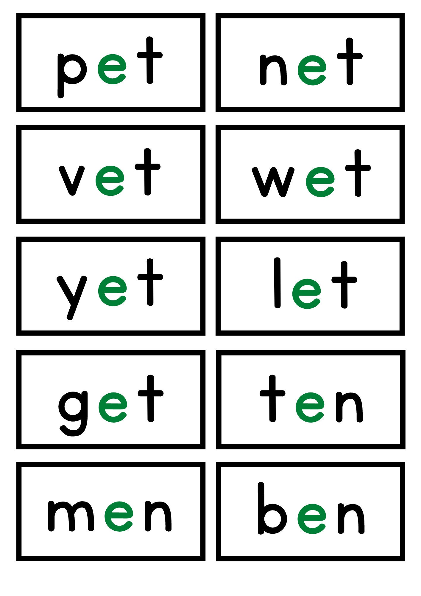 CVC Words! Flashcards! Consonant Vowel Consonant! Printable ...