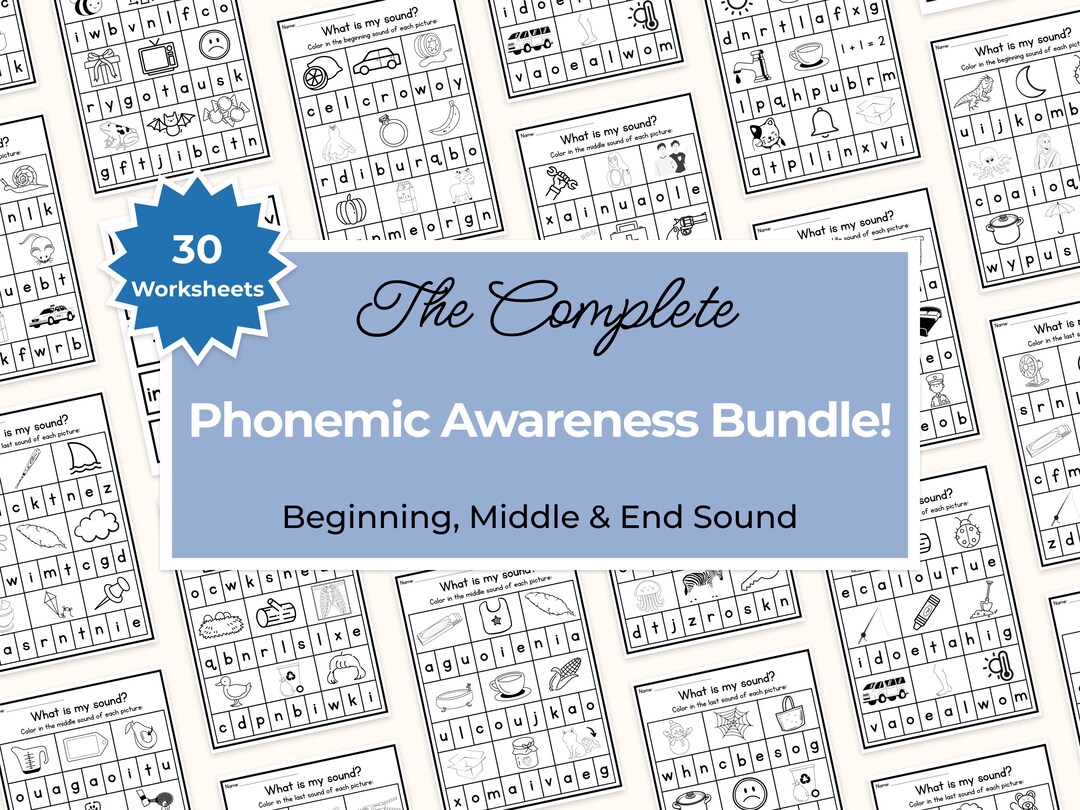 Phonemic Awareness Worksheets | Beginning, Middle, End Sound (PDF ...