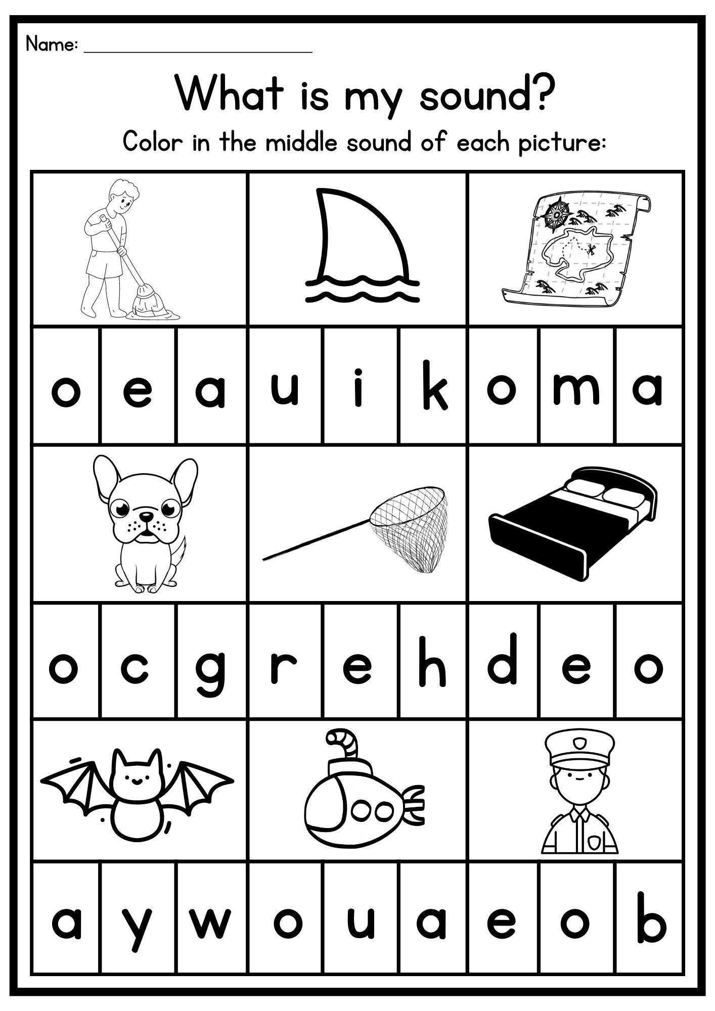 Medial Sound Worksheets Middle Sound Worksheets Phonics Pre