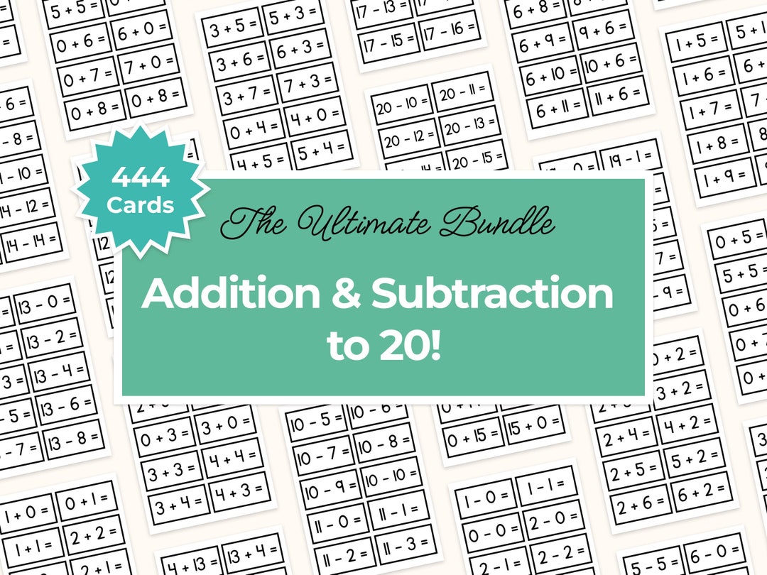 Mathematics! Addition! Subtraction! Flashcards! Bundle! Elementary ...