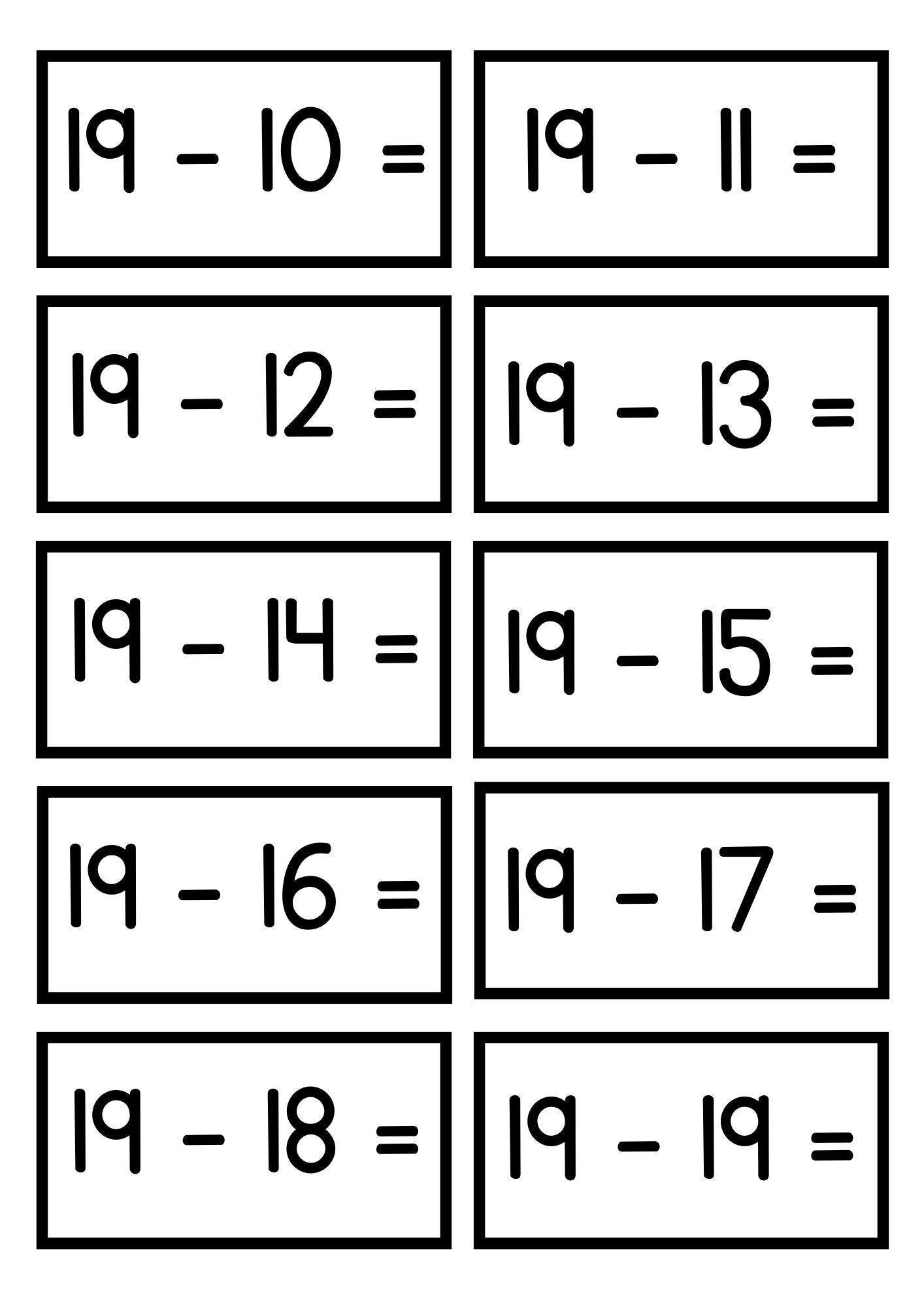 Mathematics! Math! Subtraction! Flashcards! Elementary School ...