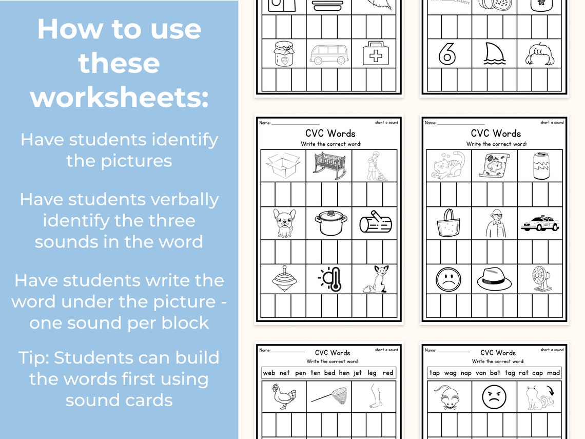 CVC Worksheets! CVC Activities! CVC Writing! Consonant Vowel Consonant ...