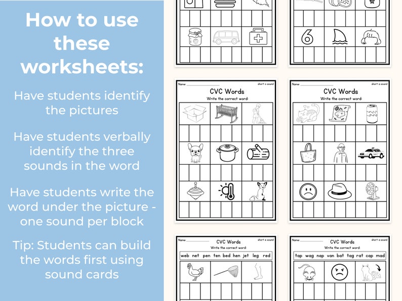 CVC Worksheets! CVC Activities! CVC Writing! Consonant Vowel Consonant ...