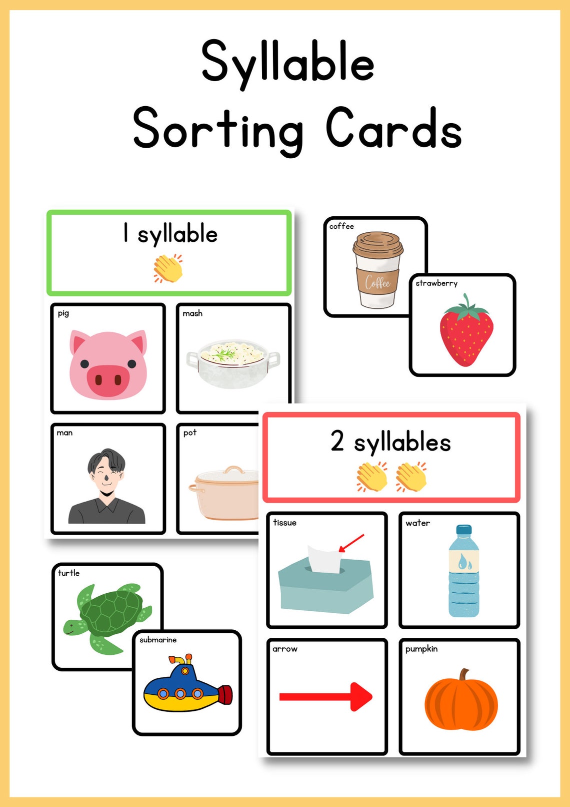Syllable. Syllables Sorting Cards. Sorting Activity. Grouping Syllables ...