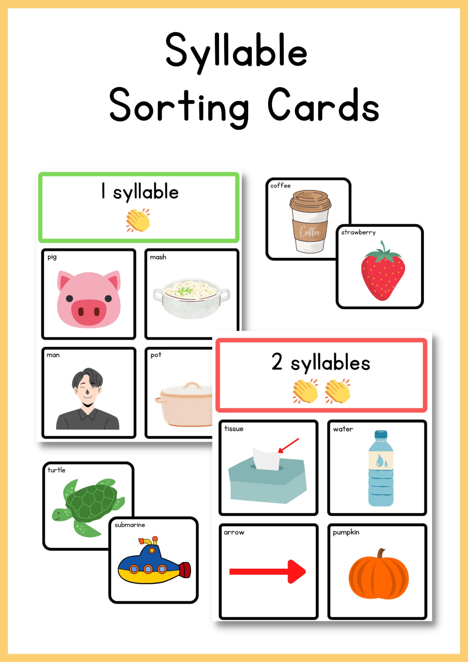 Syllable. Syllables Sorting Cards. Sorting Activity. Grouping Syllables ...