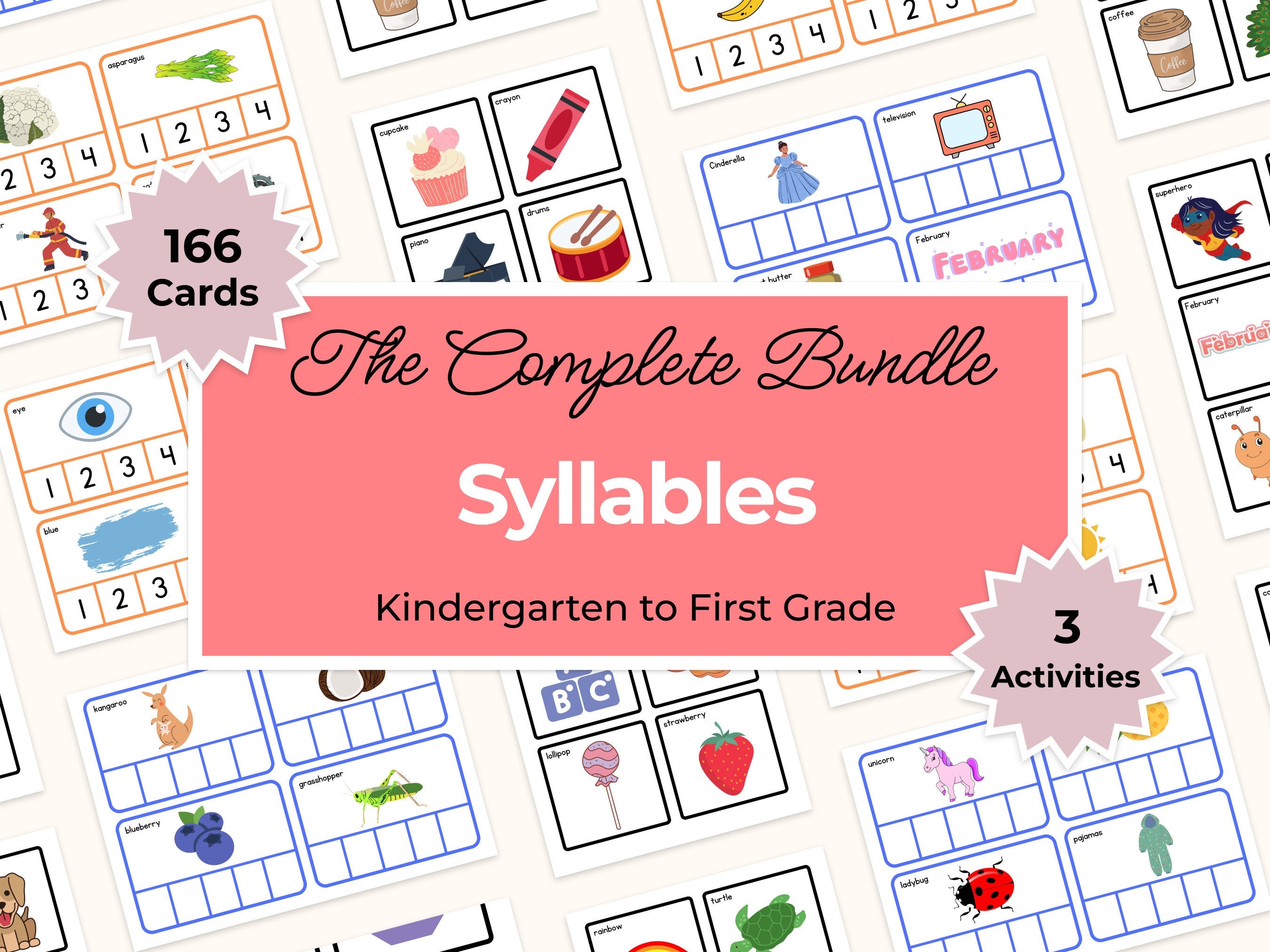 Sílabas. Paquete de sílabas. Tarjetas de clip de sílaba. Clasificación ...