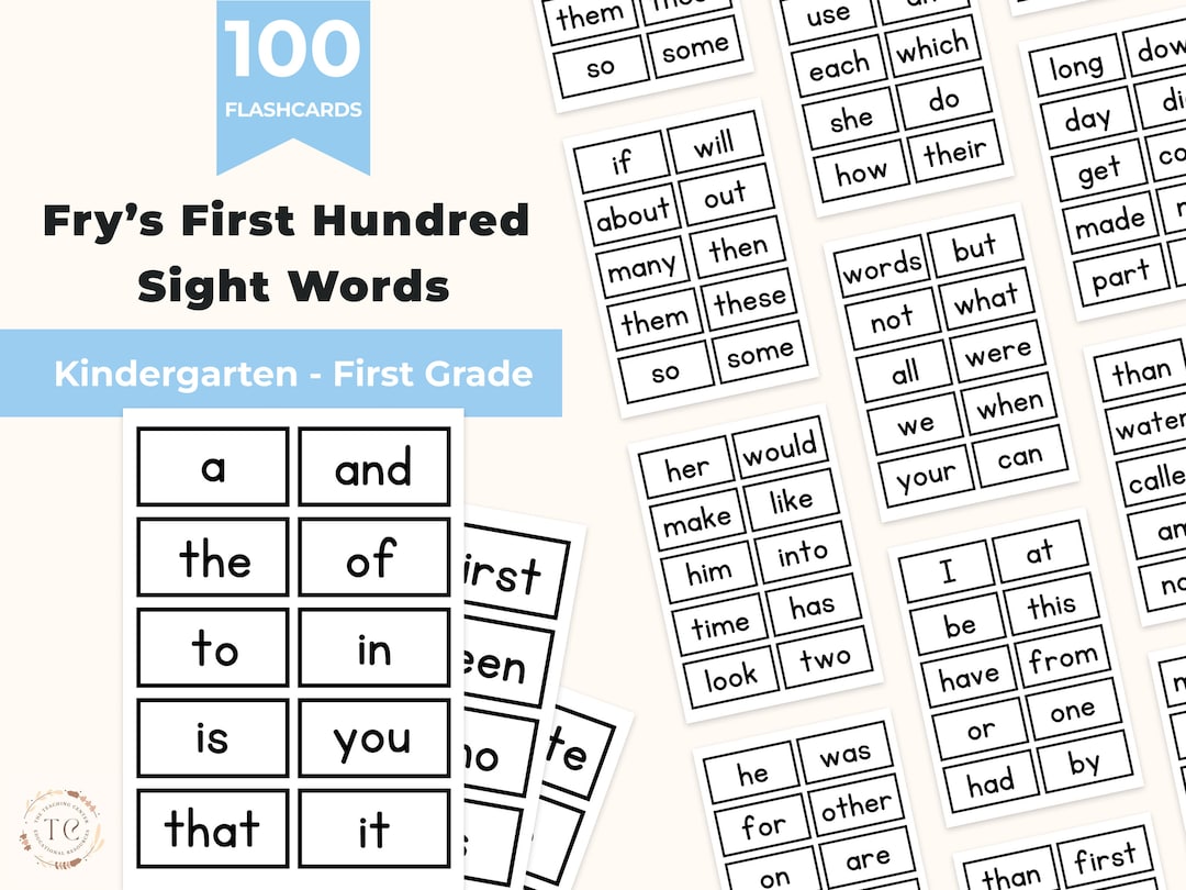 Fry's First 100 Sight Words! Flashcards! Printable! Elementary School ...